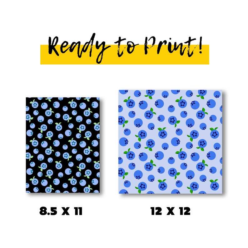 Printable Paper - Blueberries Fruit - Digital Scrapbook Paper - Etsy