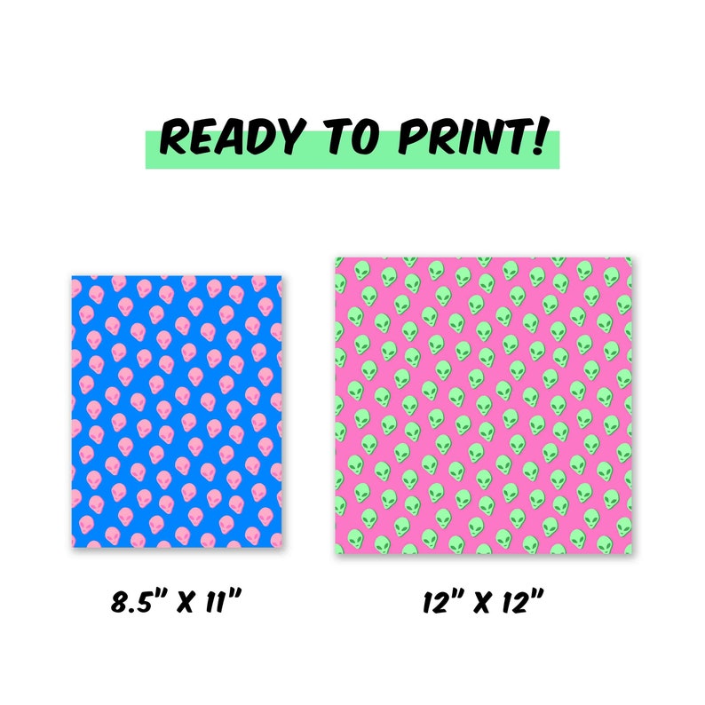 Printable Seamless Patterns - 90s Aliens Pack - Digital Scrapbook Paper ...