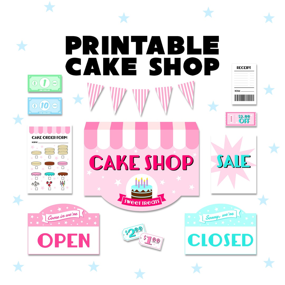 Kids Pretend Dramatic Play Printable - Cake Shop Bakery Store Set - Etsy