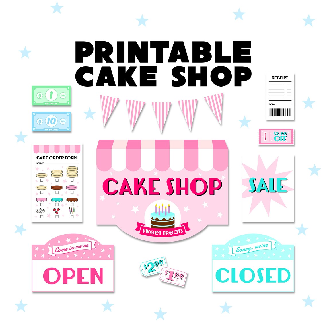 Kids Pretend Dramatic Play Printable Cake Shop Bakery Store Set - Etsy