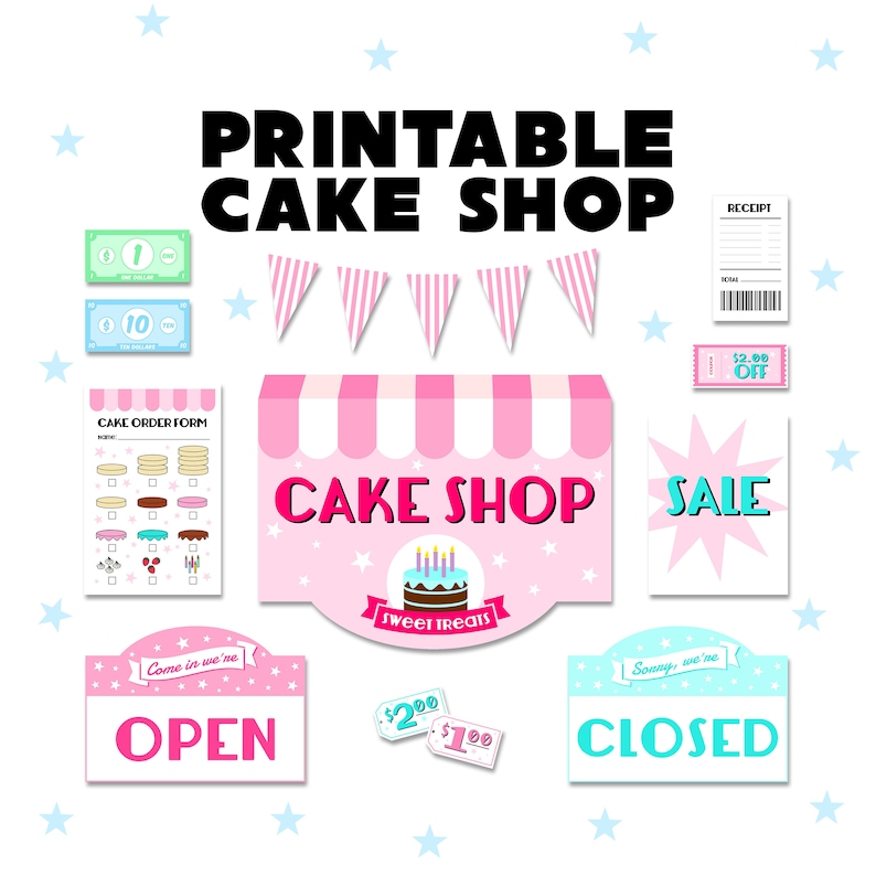 Kids Pretend Dramatic Play Printable - Cake Shop Bakery Store Set - Etsy