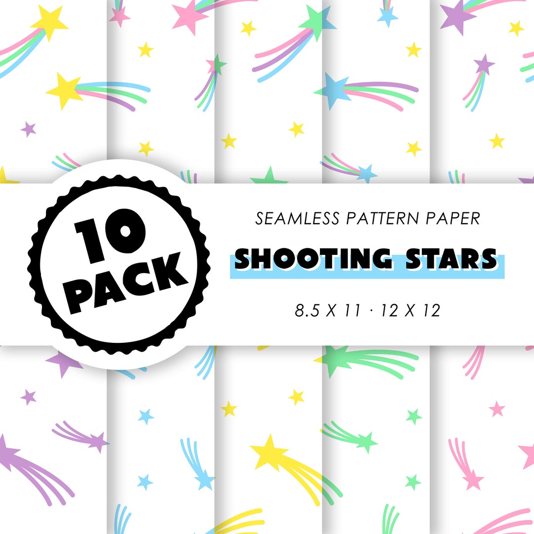 Printable Seamless Patterns - Shooting Stars - Digital Scrapbook Paper ...