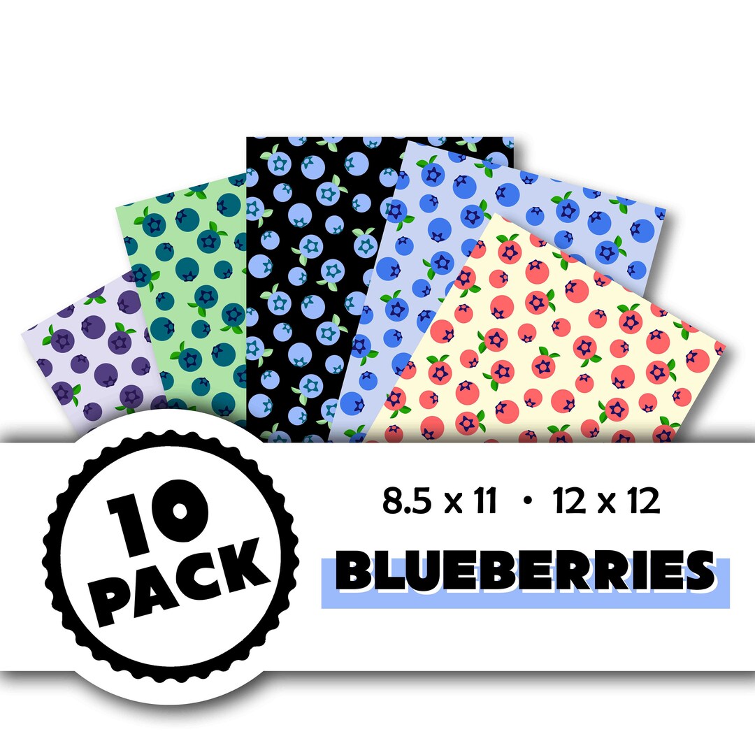 Printable Paper - Blueberries Fruit - Digital Scrapbook Paper - Etsy