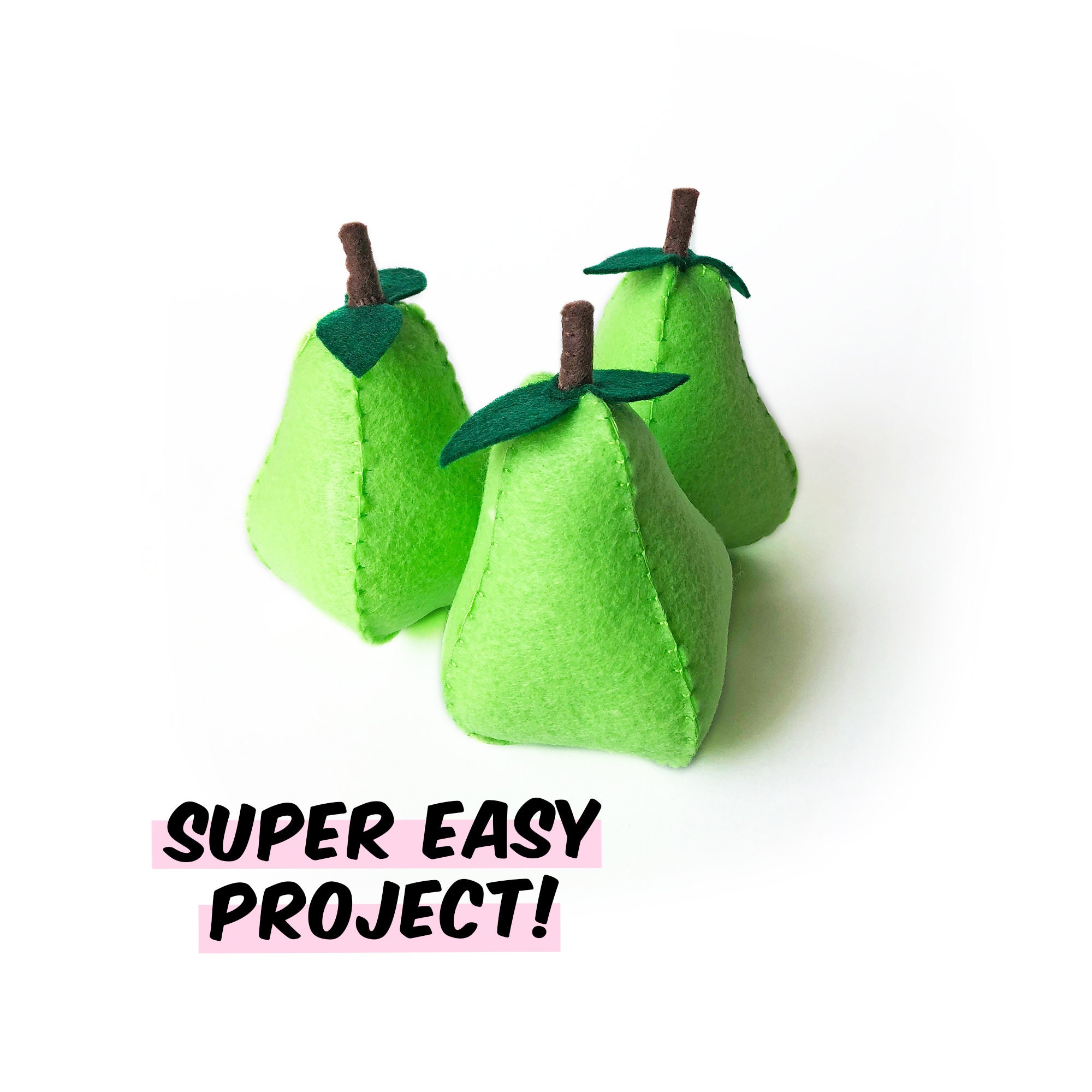 Pear PDF Felt Pattern Easy Play Food DIY Template & - Etsy