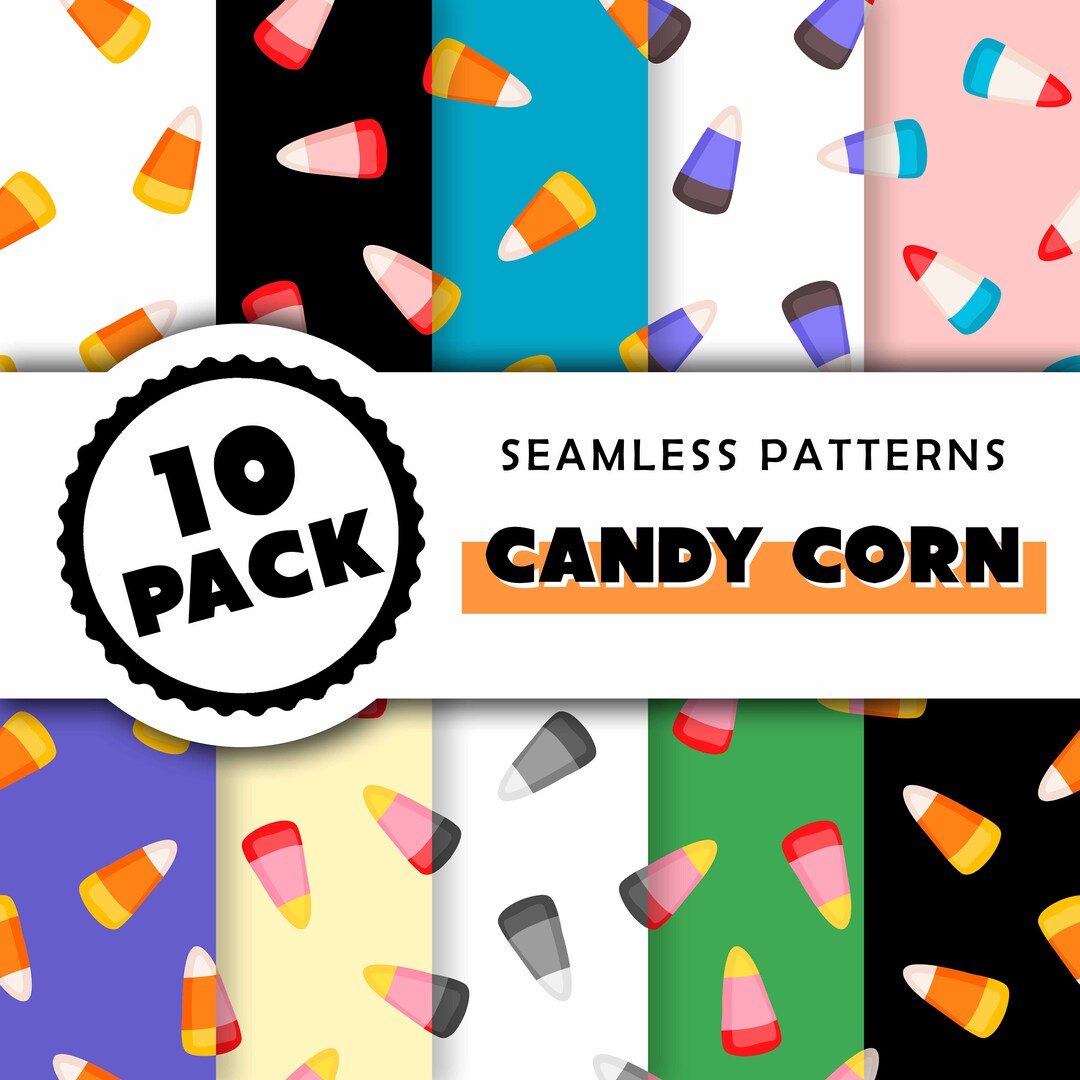 Printable Seamless Patterns - Candy Corn Halloween - Digital Scrapbook ...