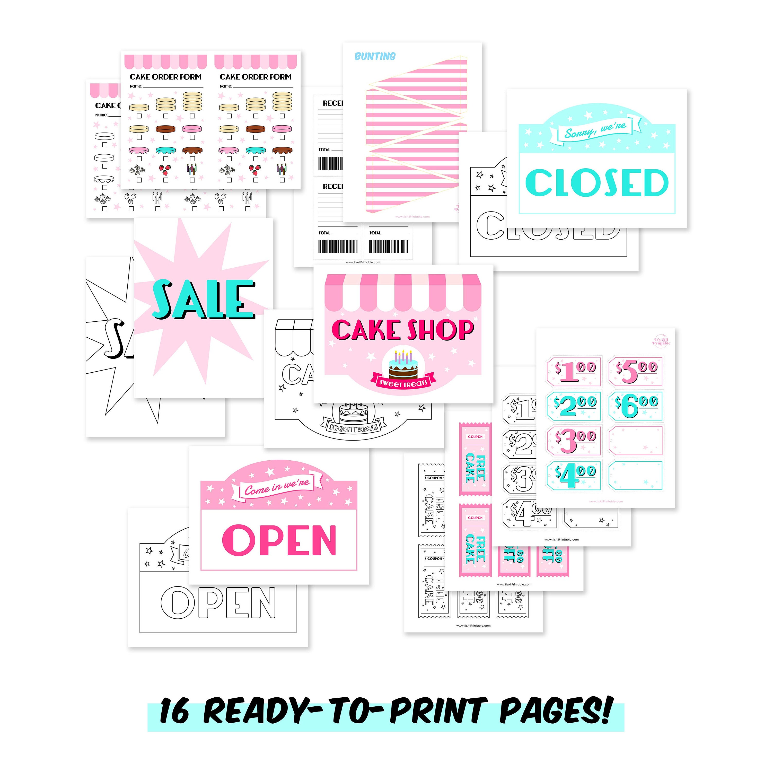 Kids Pretend Dramatic Play Printable - Cake Shop Bakery Store Set - Etsy