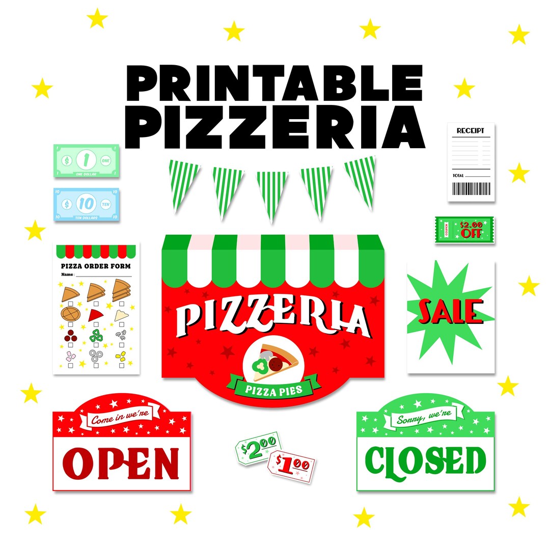 Kids Pretend Dramatic Play Printable - Pizzeria Pizza Parlor Restaurant ...