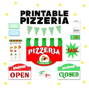 Kids Pretend Dramatic Play Printable - Pizzeria Pizza Parlor Restaurant ...