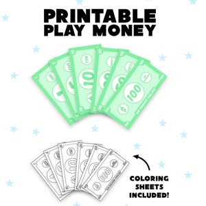Kids Pretend Play Printable - Play Money - Basic Green Set - Etsy