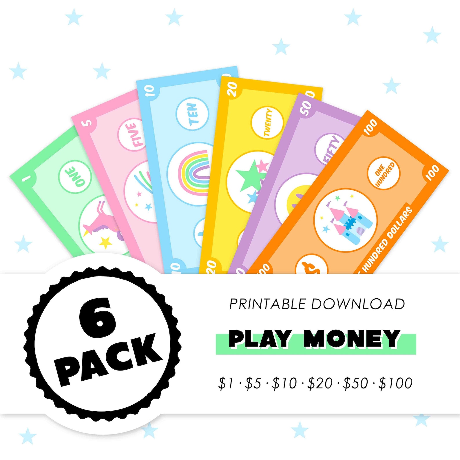 Kids Pretend Play Printable - Play Money - Unicorn Set - Etsy