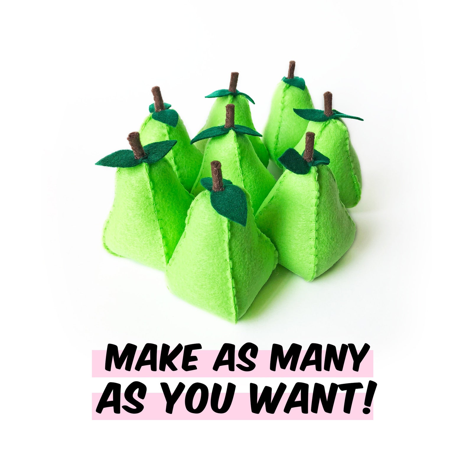 Pear PDF Felt Pattern Easy Play Food DIY Template & - Etsy