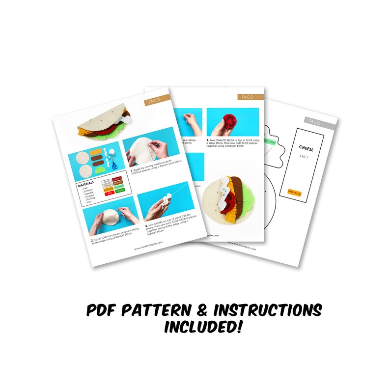 Taco PDF Felt Pattern Easy Play Food DIY Template & Instructions - Etsy