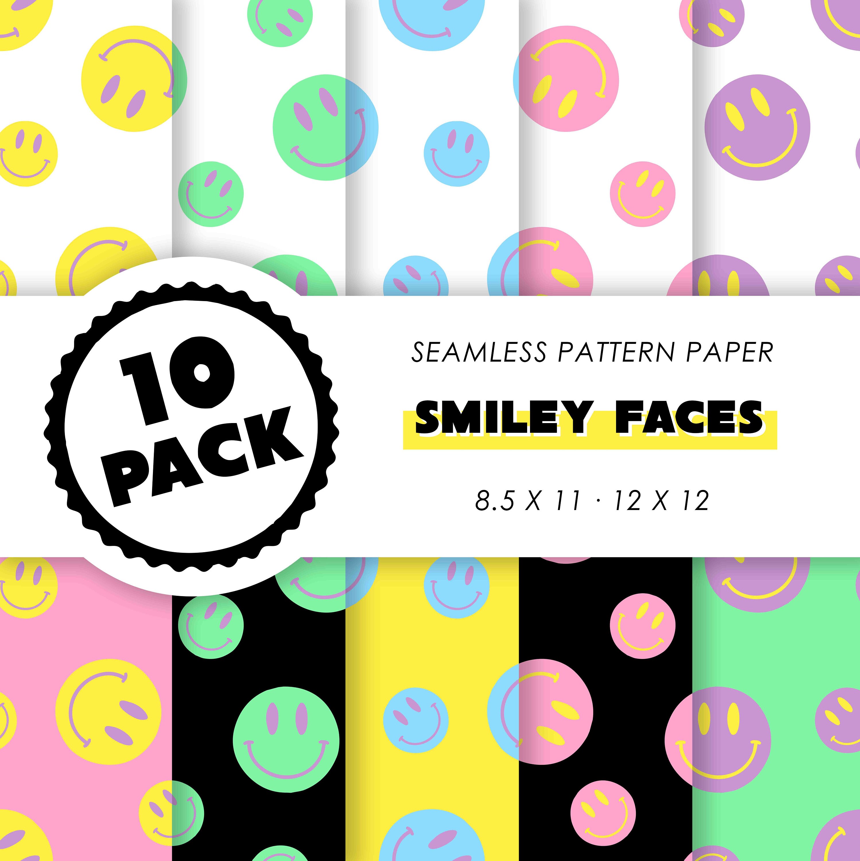 Printable Seamless Patterns - 90's Smiley Faces - Digital Scrapbook ...