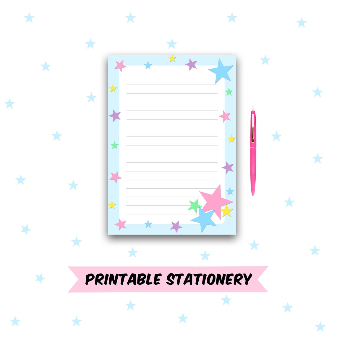 Printable Stationery Set Stars Notes / Card / Gift Tag / Envelope - Etsy