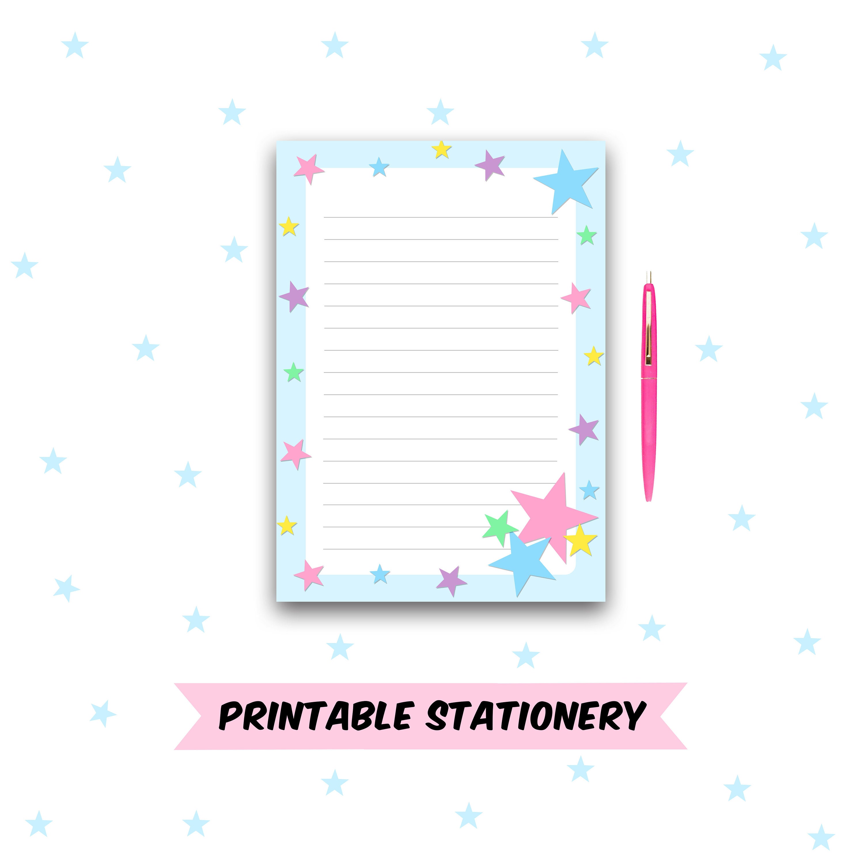 Printable Stationery Set Stars Notes / Card / Gift Tag / Envelope - Etsy