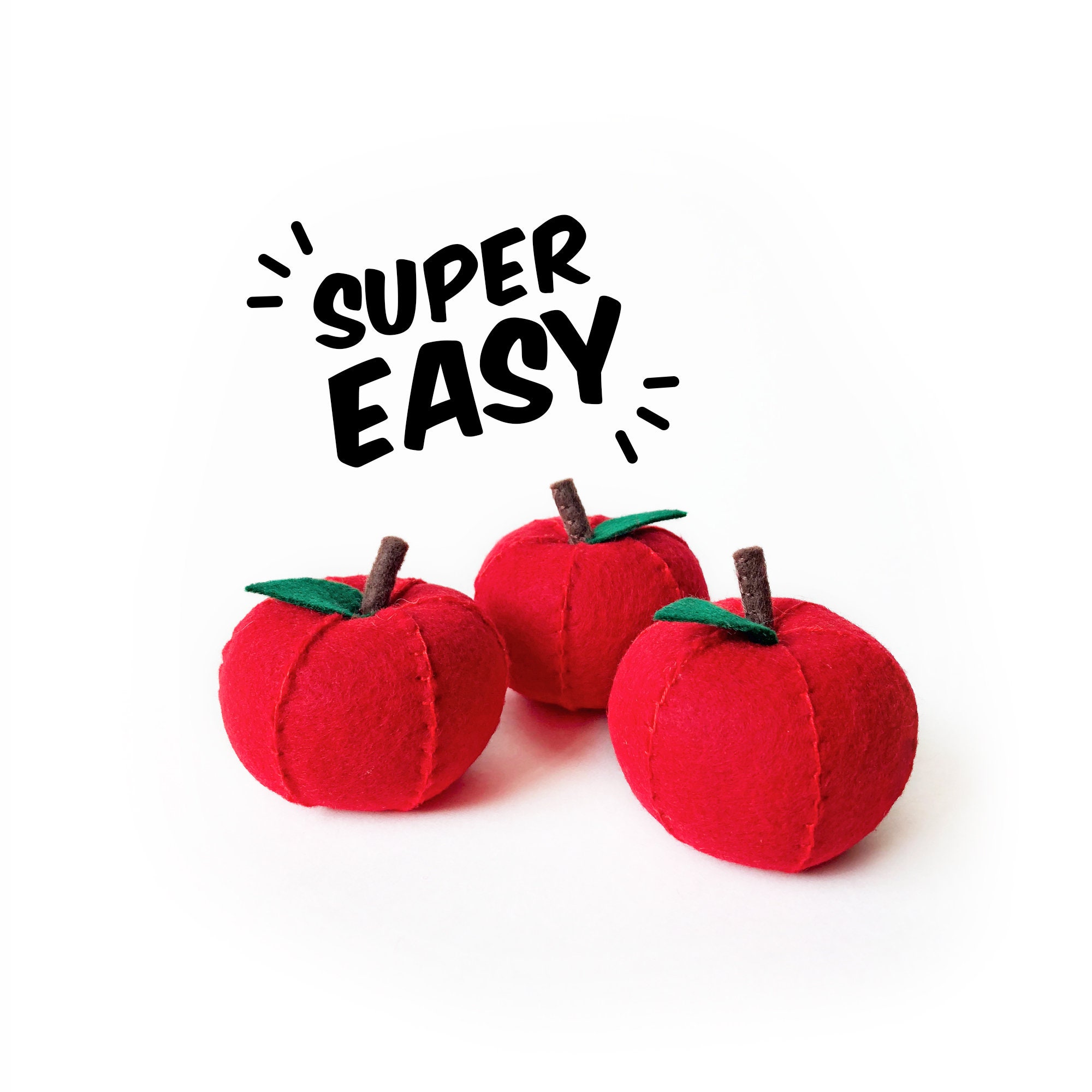 Apple PDF Felt Pattern Easy Play Food DIY Template & Instructions - Etsy