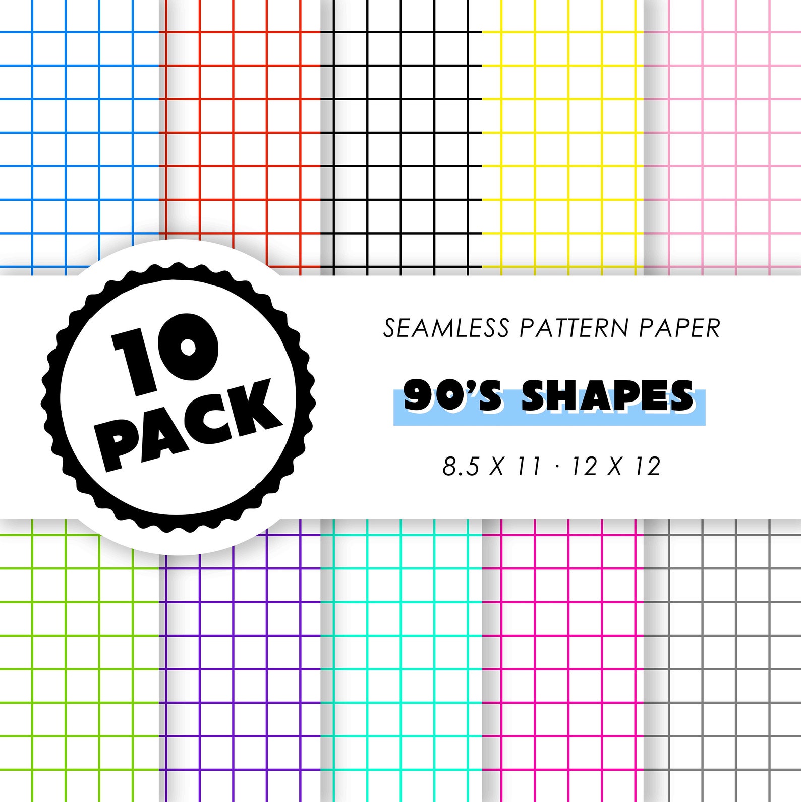 Printable Seamless Patterns - 90s Grid Graph Paper - Digital Scrapbook ...