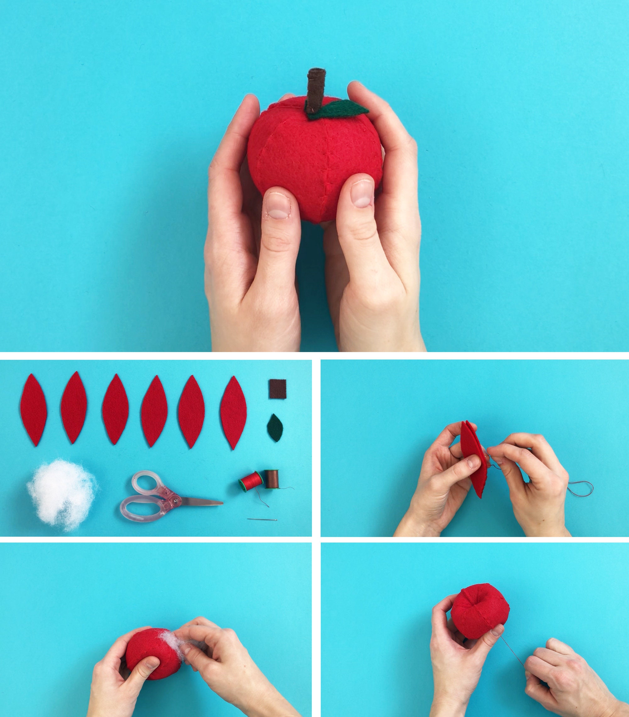 Apple PDF Felt Pattern Easy Play Food DIY Template & Instructions - Etsy