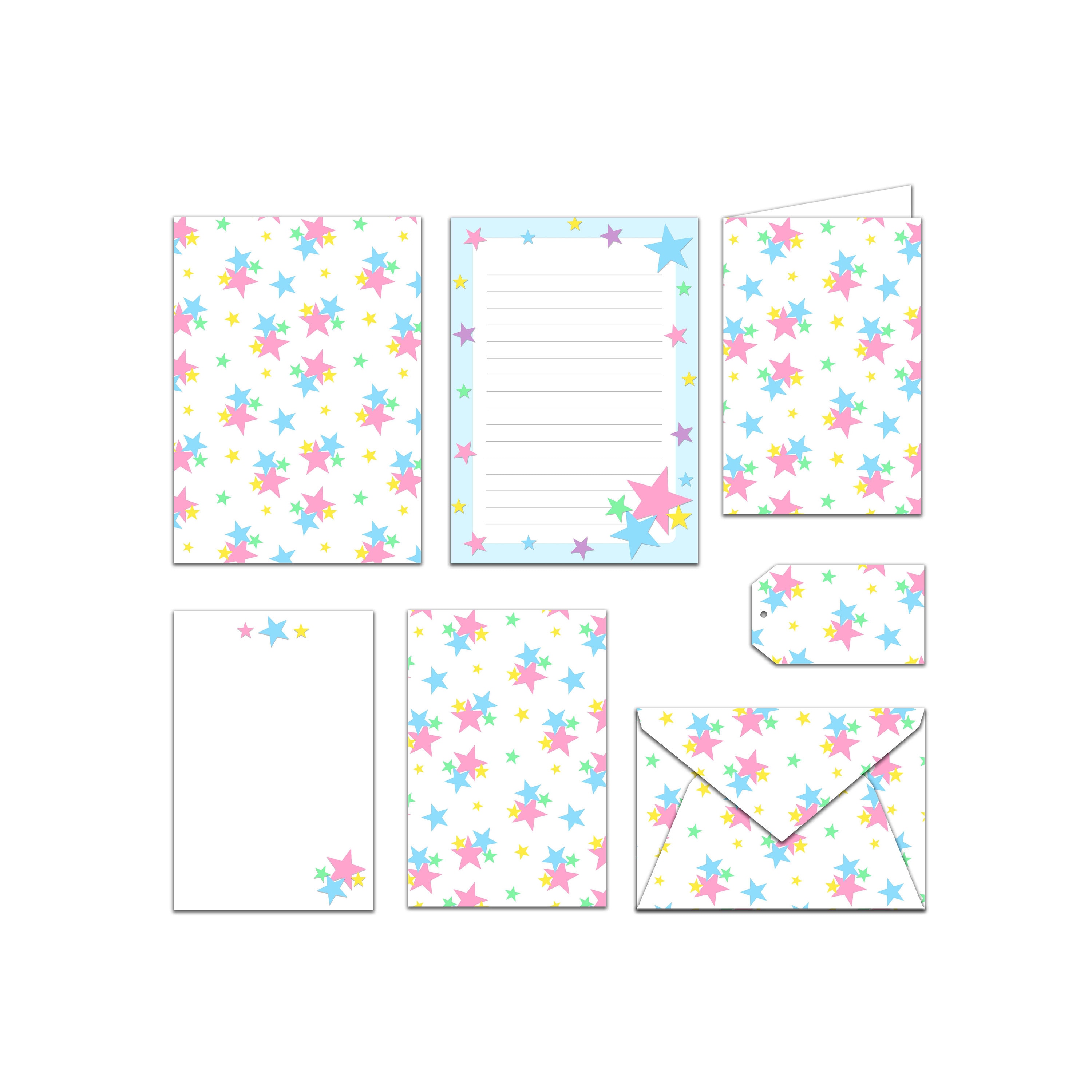 Printable Stationery Set - Stars - Notes / Card / Gift Tag / Envelope ...