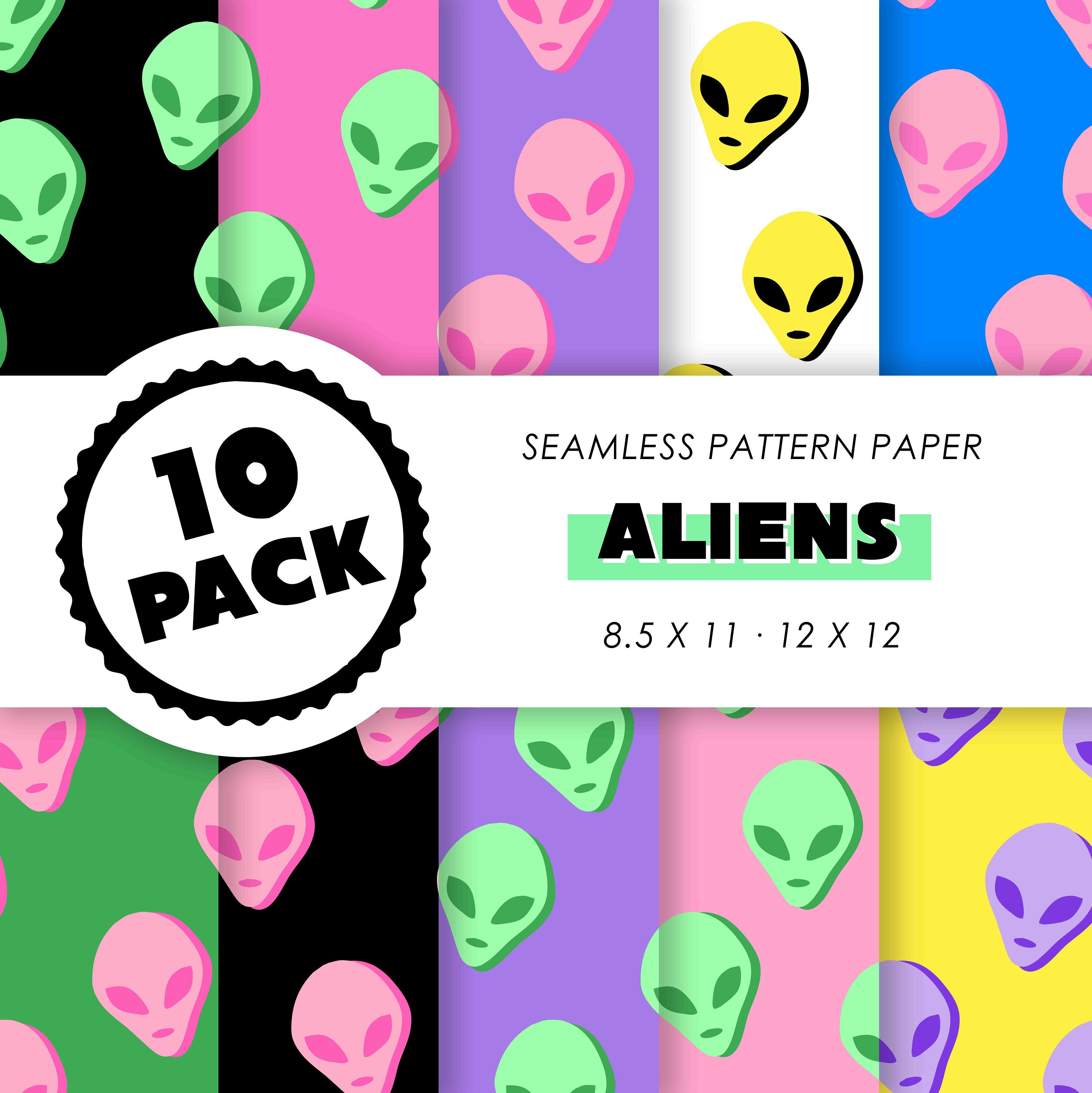 Printable Seamless Patterns - 90s Aliens Pack - Digital Scrapbook Paper ...