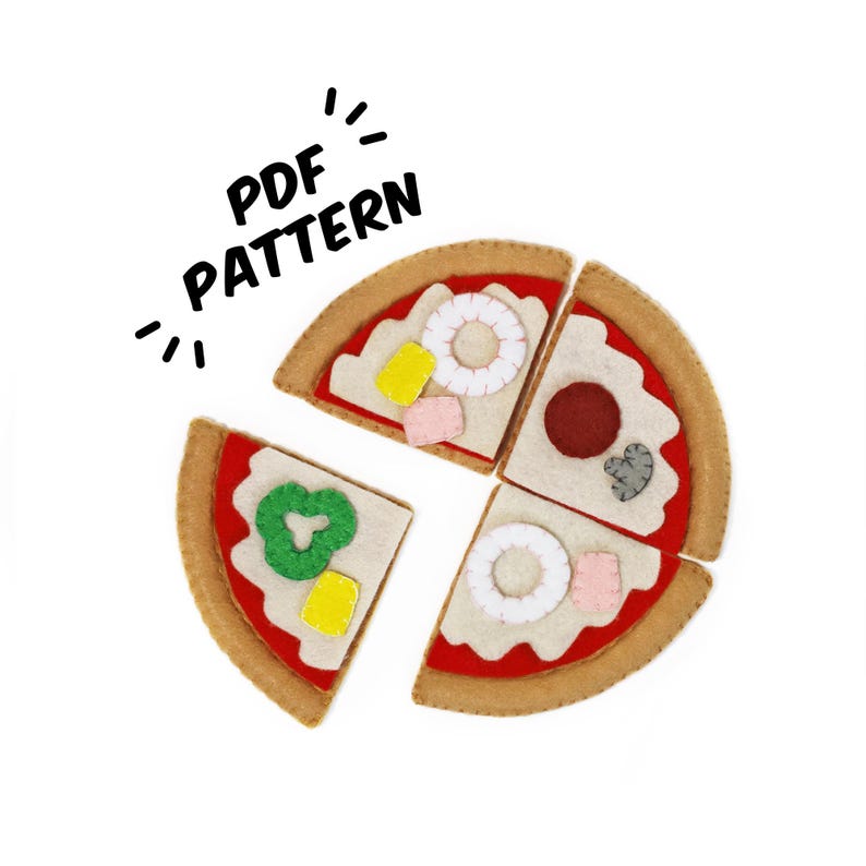 Pizza PDF Felt Pattern - Easy Play Food DIY Template & Instructions ...
