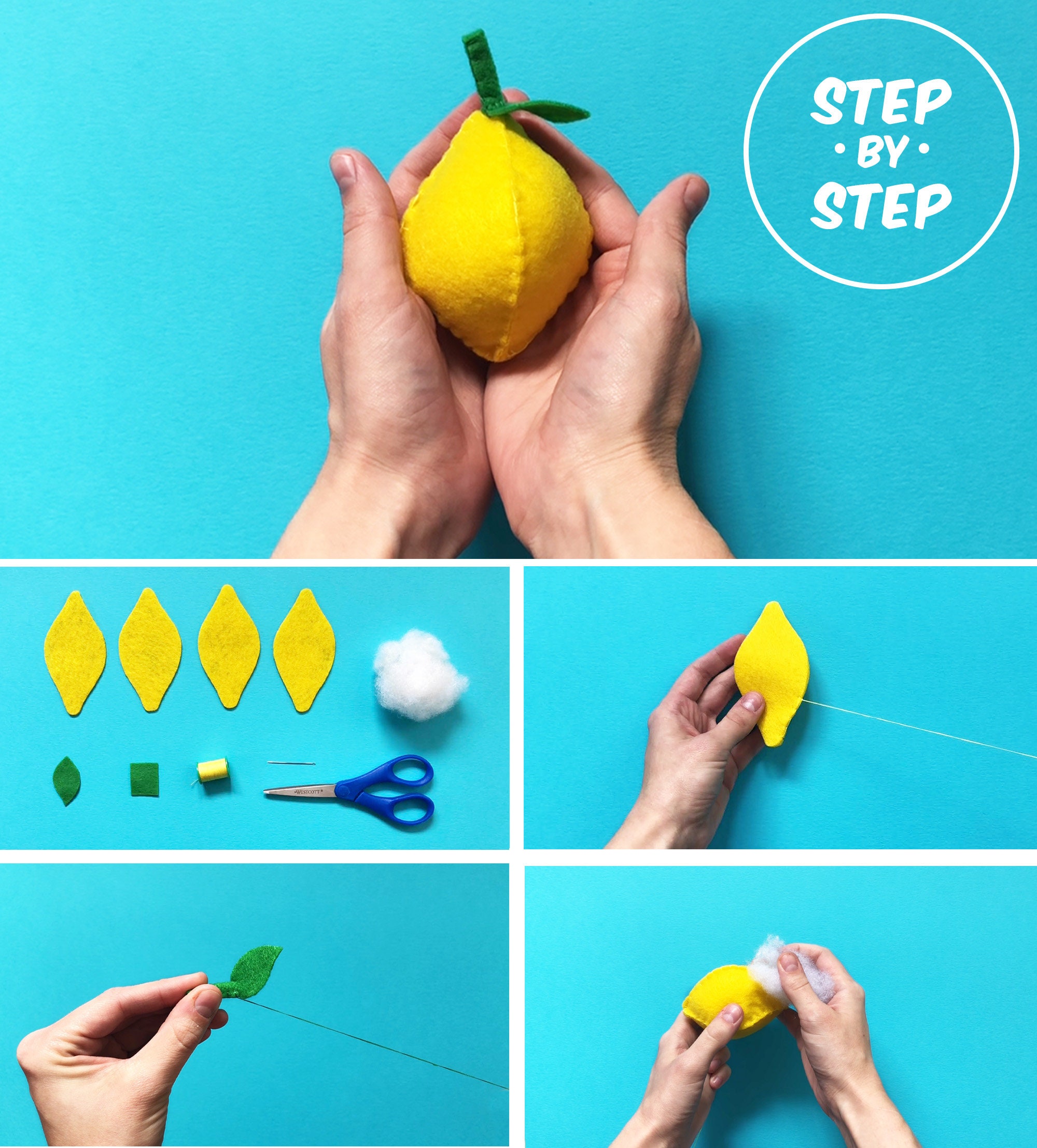 Lemon PDF Felt Pattern - Easy Play Food DIY Template & Instructions ...