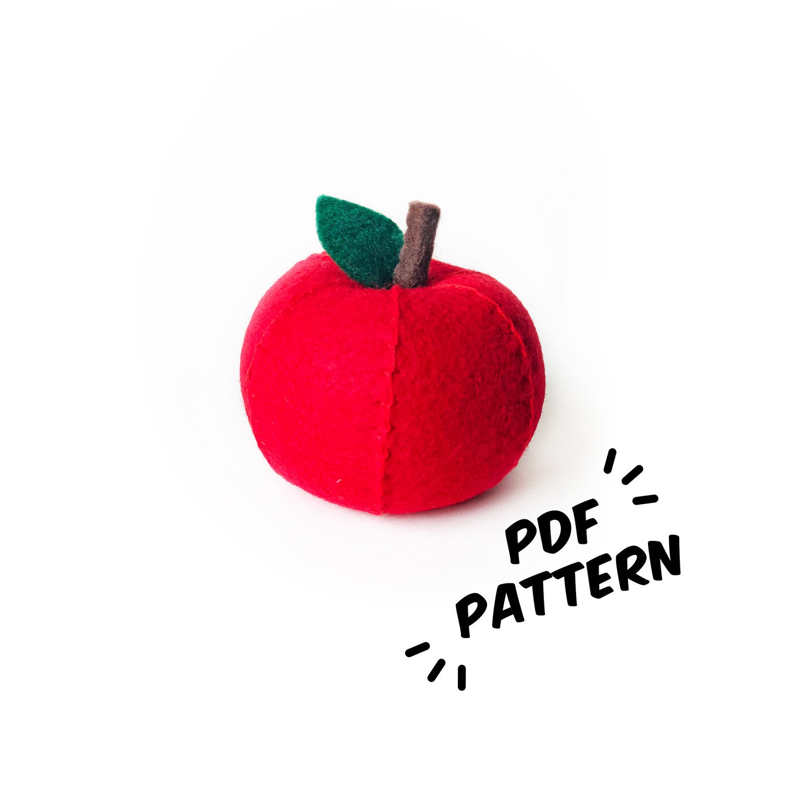 Apple PDF Felt Pattern Easy Play Food DIY Template & Instructions - Etsy