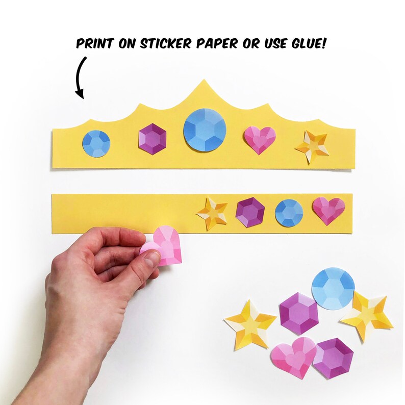 Kids Pretend Play Printable - Princess Crown With Jewel Stickers - Etsy