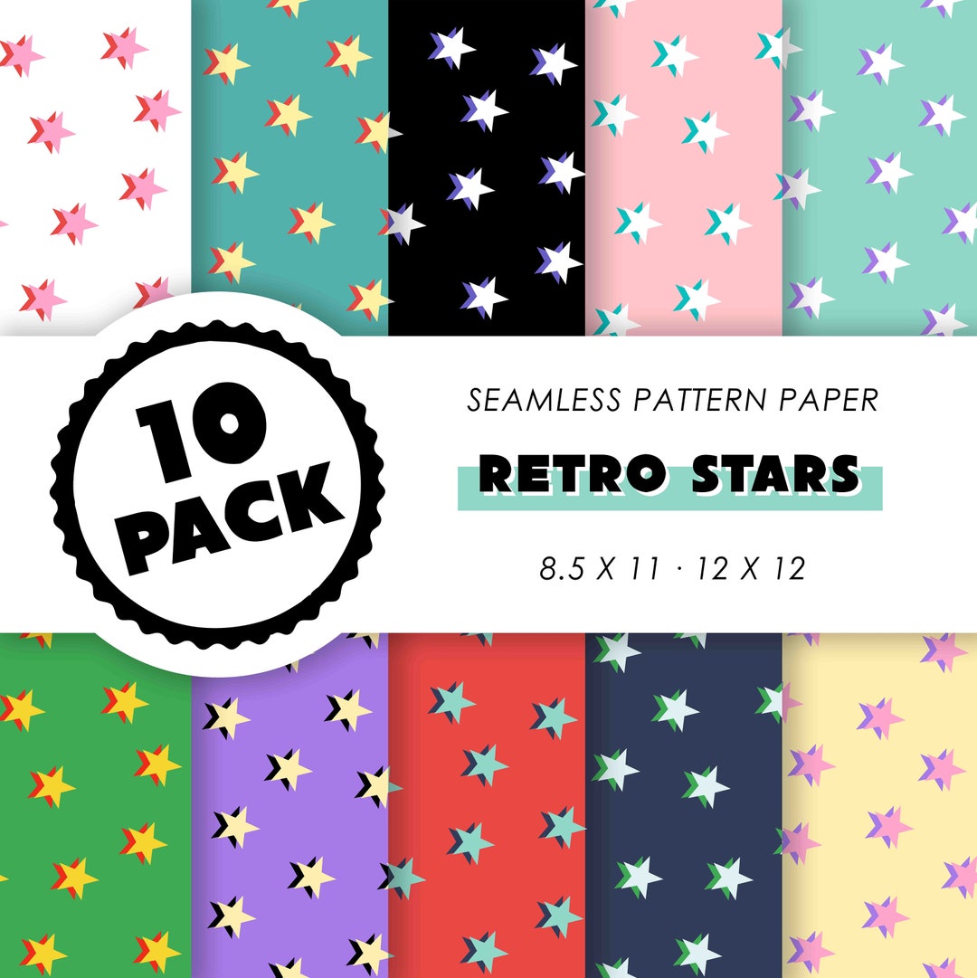 Printable Seamless Patterns - Retro Stars - Digital Scrapbook Paper - Etsy
