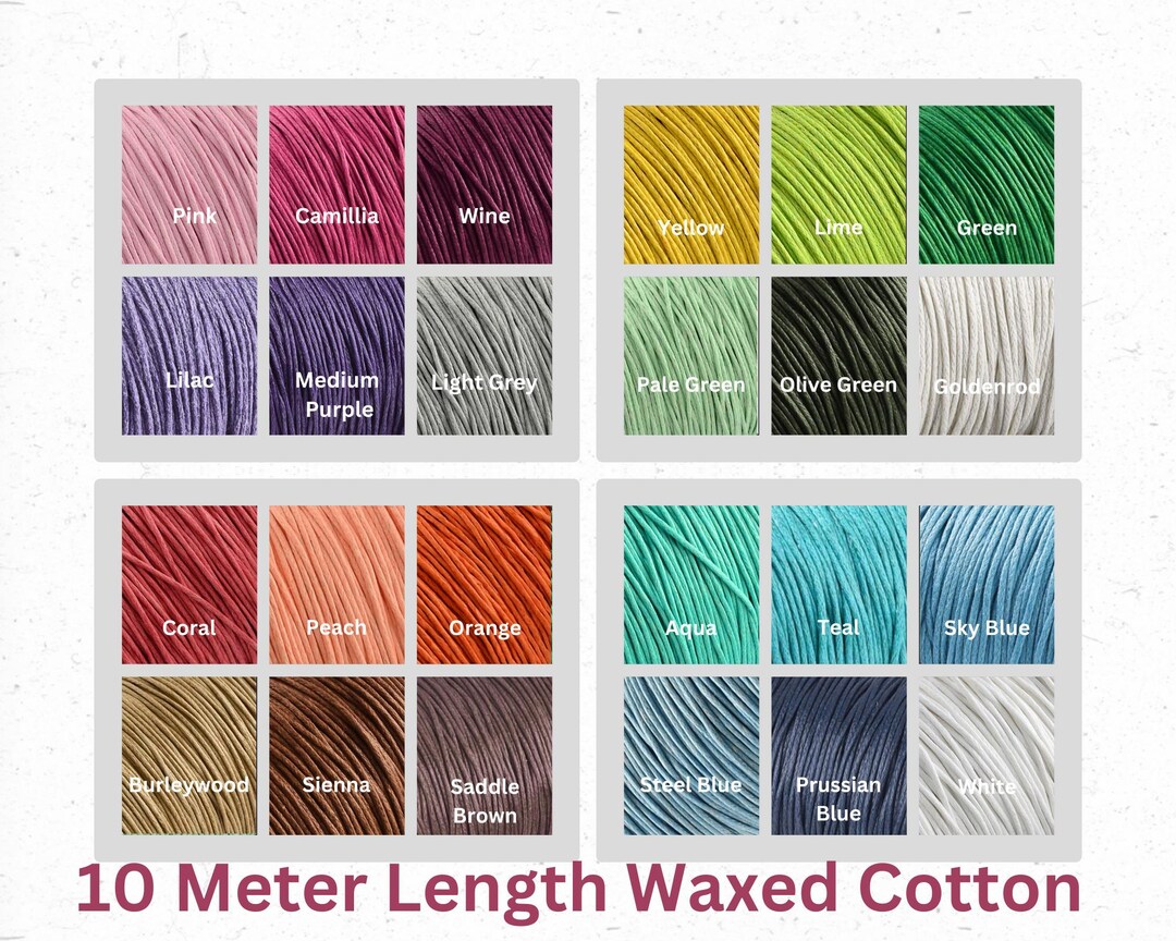 10 Meter 1mm Waxed Cotton Cord String Thread 28 Colours Shambhala ...