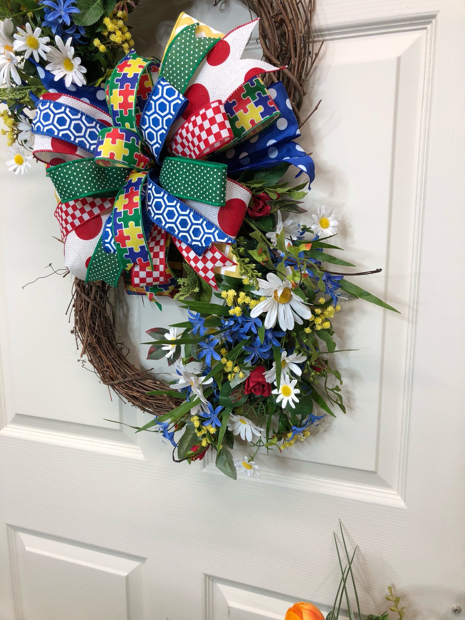 Autism awareness wreath for front door Christmas Gift Idea | Etsy