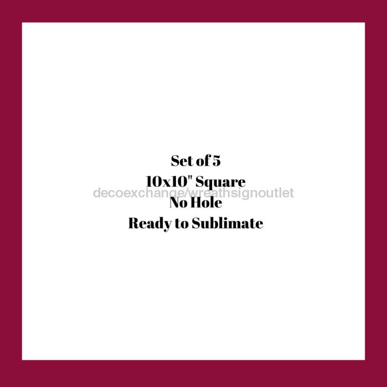 Set of 5, 10x10" Rectangle Sublimation Blank, Wreath Sign Blanks, Metal ...