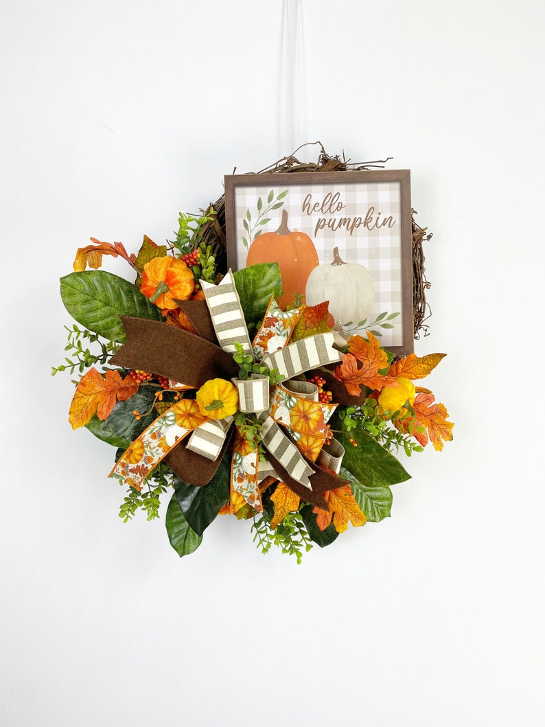 Fall Pumpkin Magnolia Wreath Autumn Wreath Harvest Wreath - Etsy