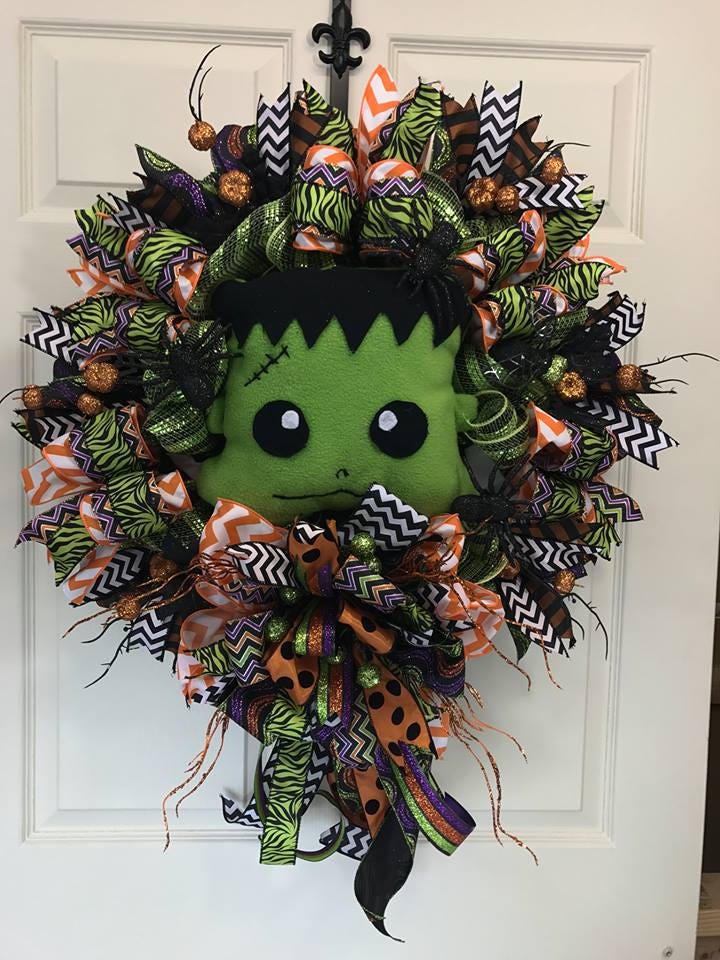 Deco Mesh Wreath Tutorial Halloween Wreath Tutorial Adding | Etsy