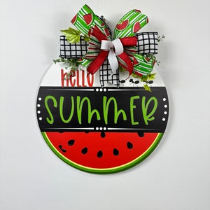 Front Door Decor | Welcome | Watermelon | Summer Round Wreath | Wreath ...