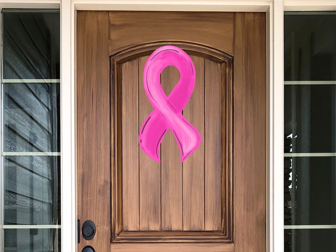 Pink Awareness Ribbon Front Door Decor | Pink Ribbon Wreath | Awareness ...