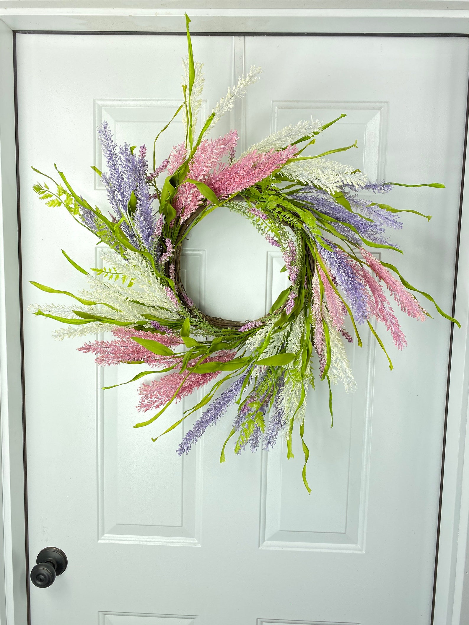 Large Natural Wreath for Front Door Foxtail Wreath Round - Etsy