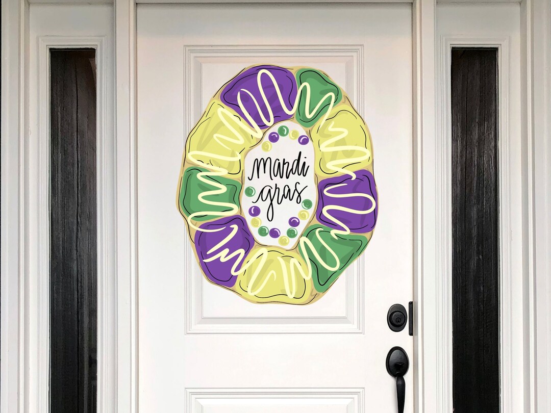 Bright King Cake Mardi Gras Door Hanger: Mardi Gras Decor, New Orleans ...