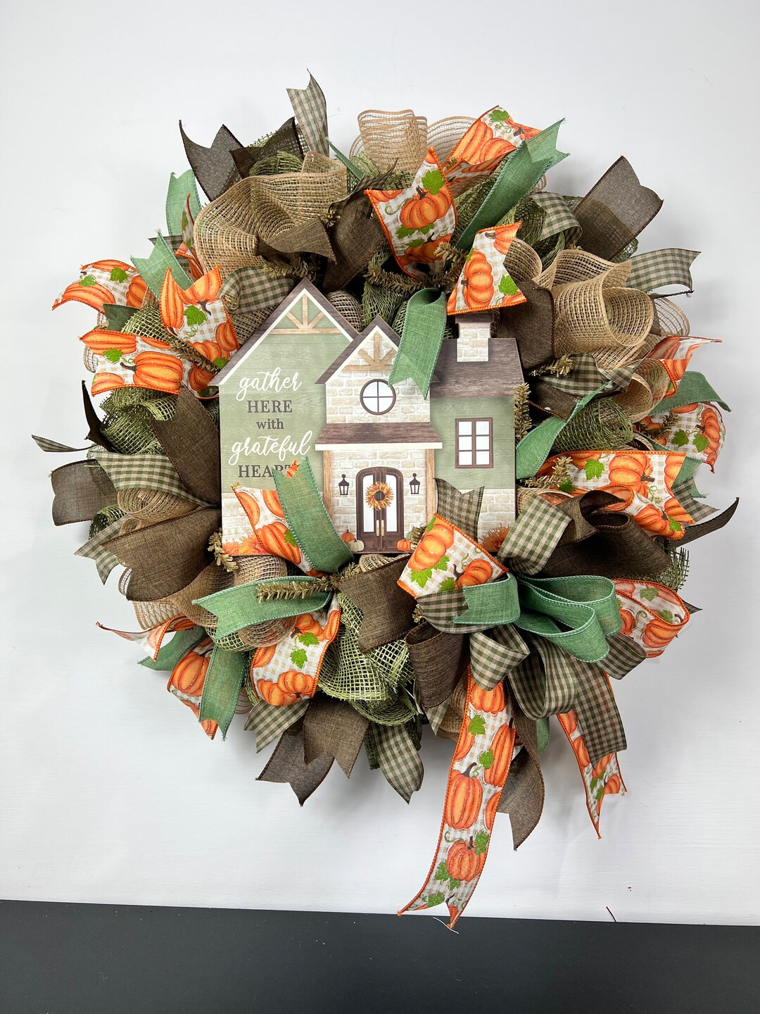 Happy Fall Wreath, Autumn Wreath, Harvest Wreath, Wheat Wreath, Fall ...