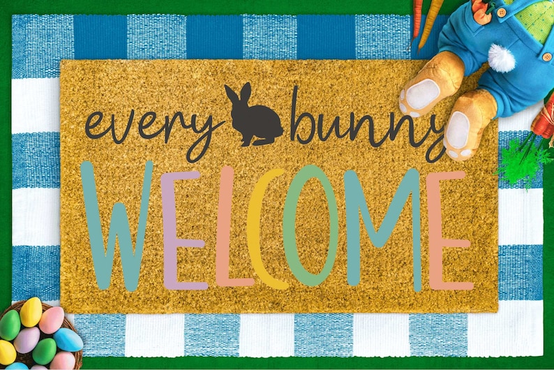 Every Bunny Welcome Doormat Easter Decor Easter Door Mat - Etsy