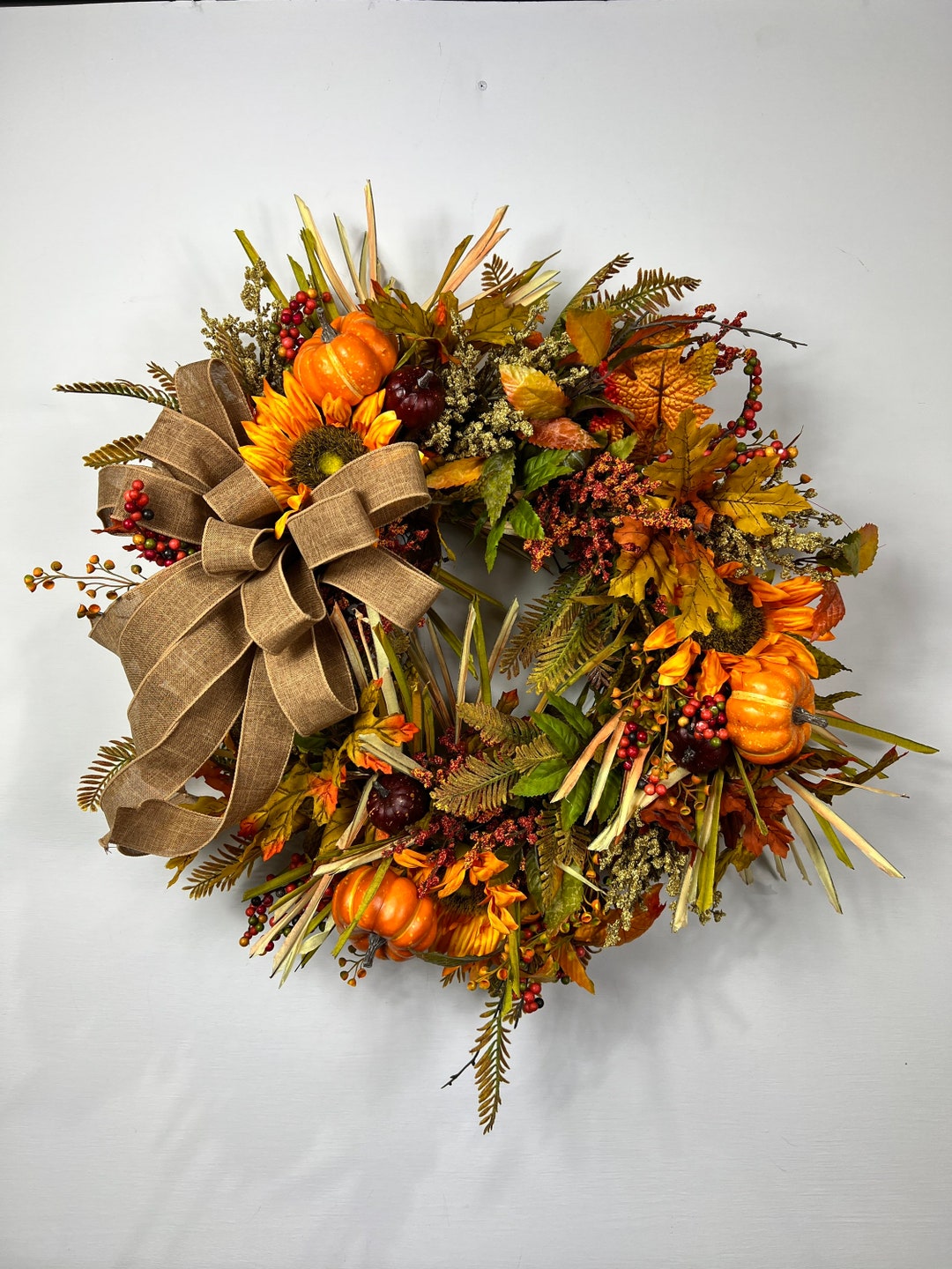 Happy Fall Wreath, Autumn Wreath, Harvest Wreath, Wheat Wreath, Fall ...
