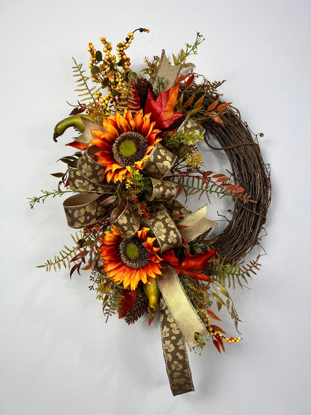 Happy Fall Wreath, Autumn Wreath, Harvest Wreath, Wheat Wreath, Fall ...