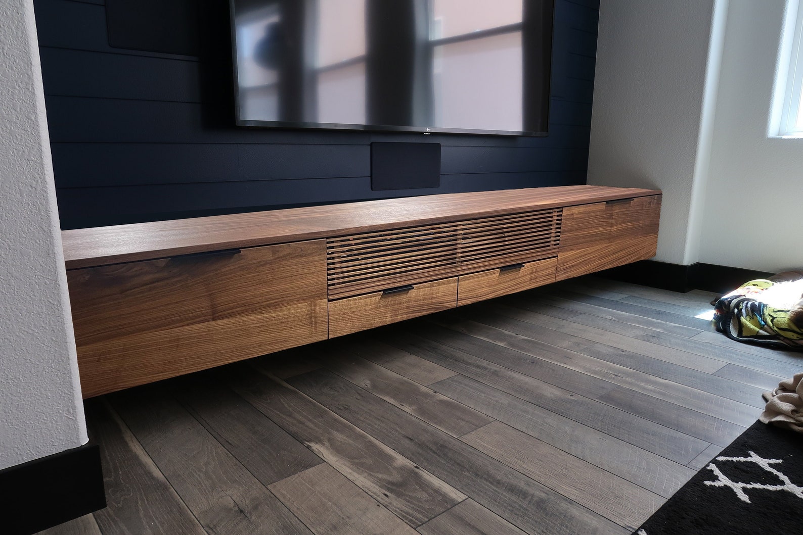 Floating Walnut Media Console - Etsy