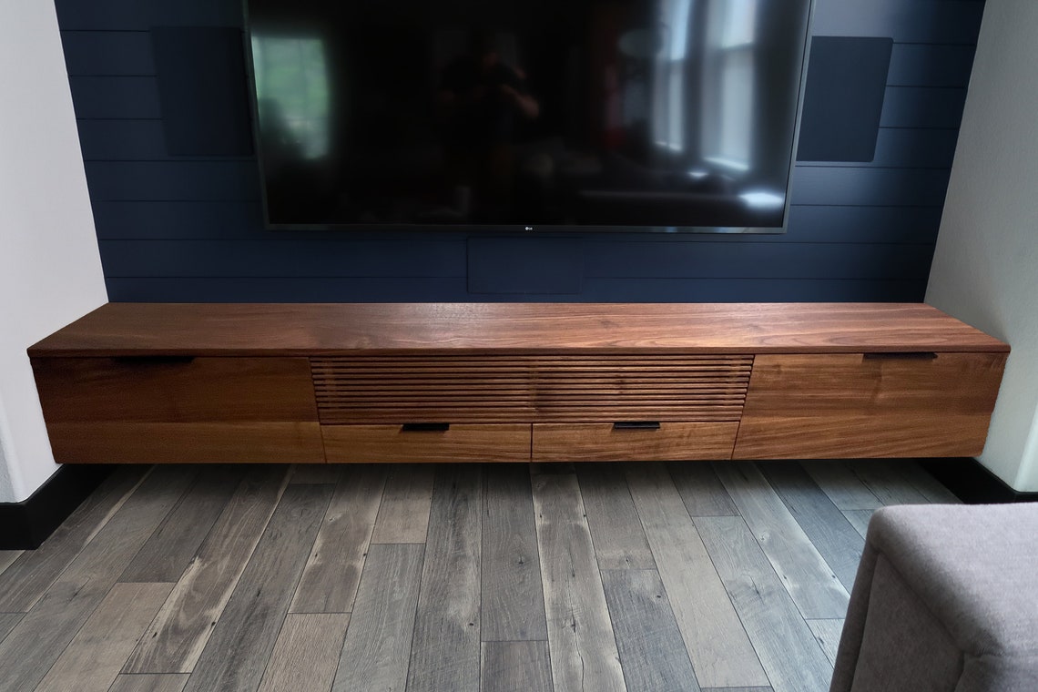 Floating Walnut Media Console - Etsy