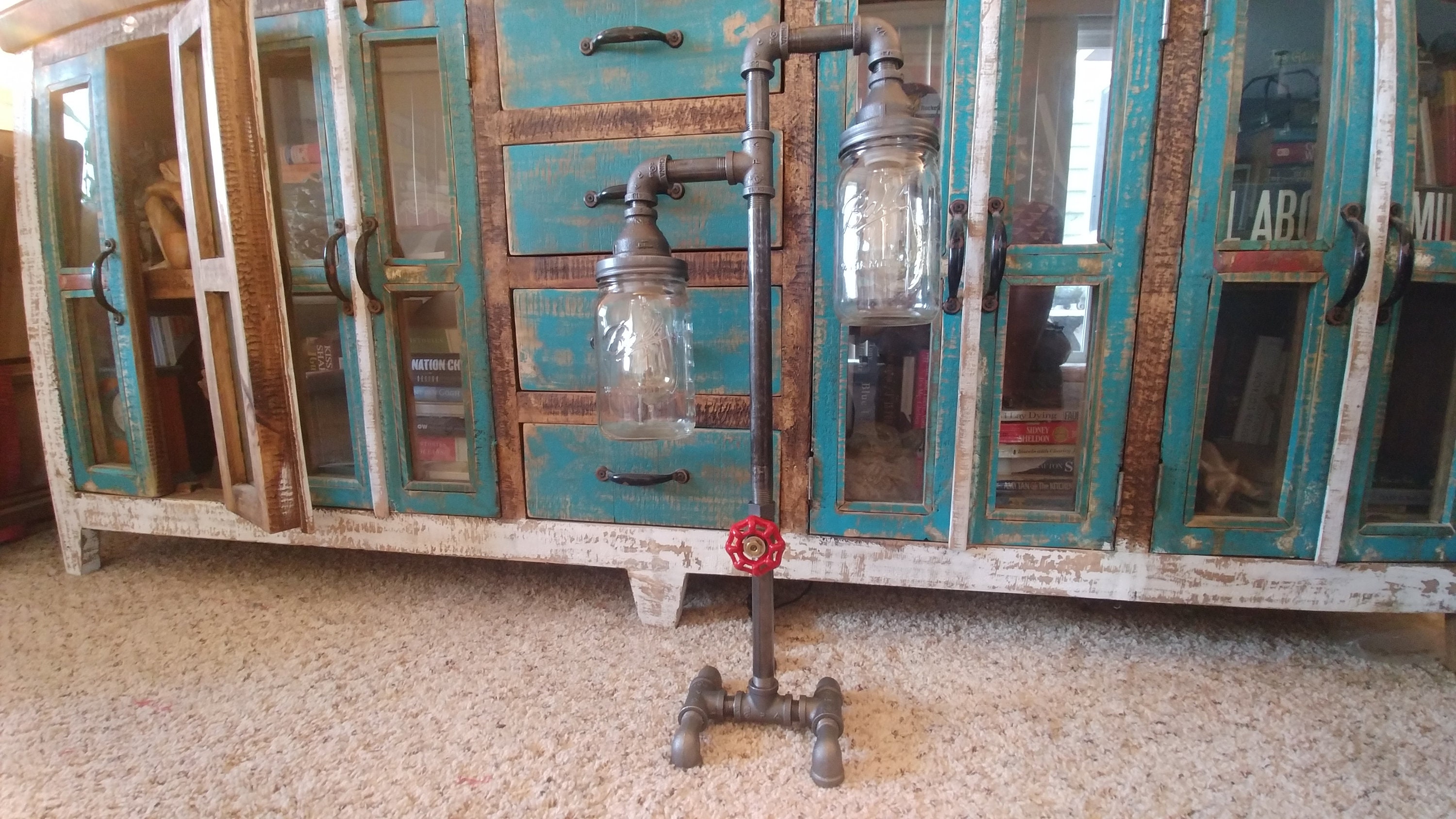 Industrial Pipe Fixture Mason Jar Table Lamp INCLUDES DIMMER SWITCH - Etsy