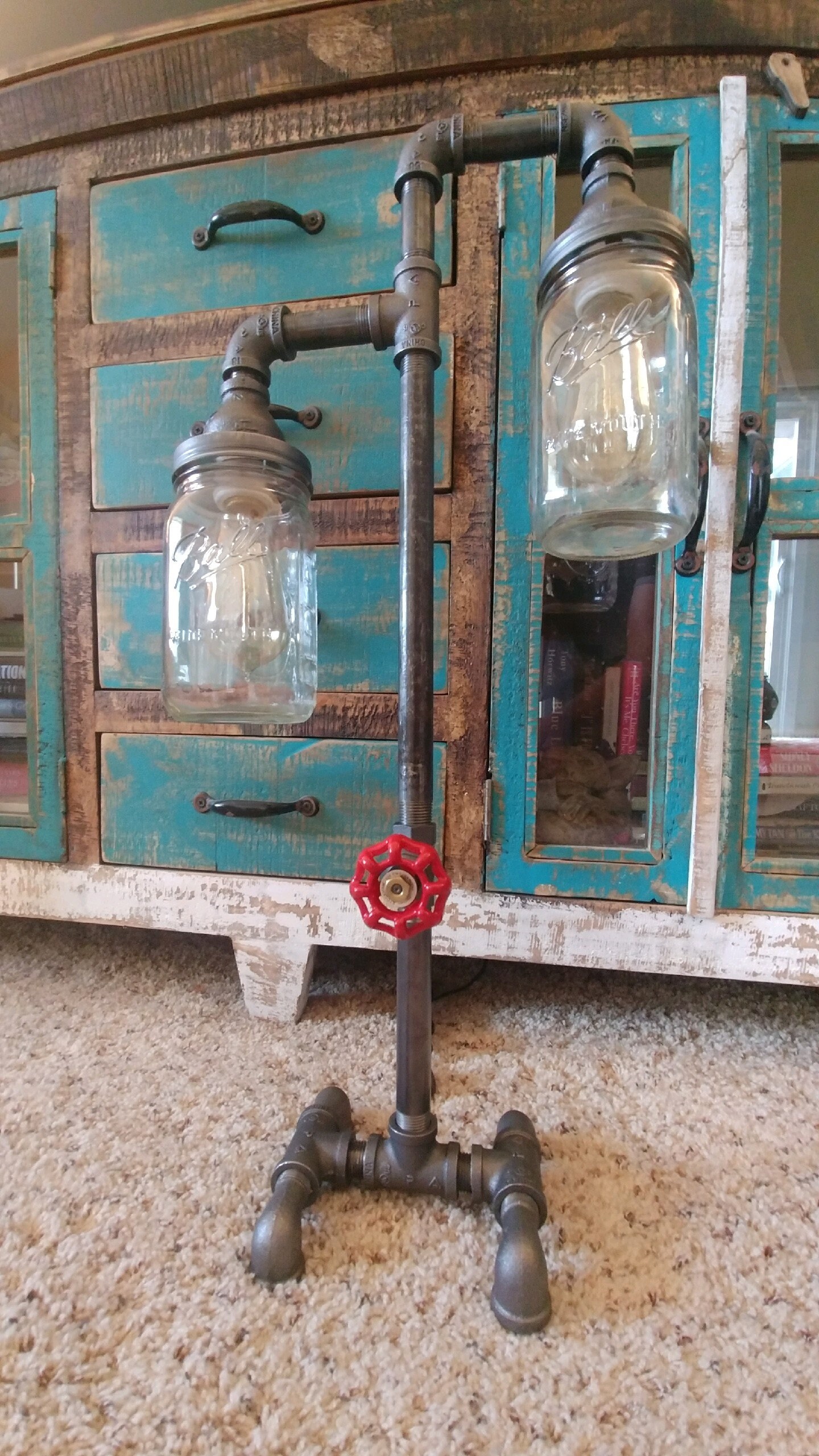 Industrial Pipe Fixture Mason Jar Table Lamp INCLUDES DIMMER SWITCH - Etsy