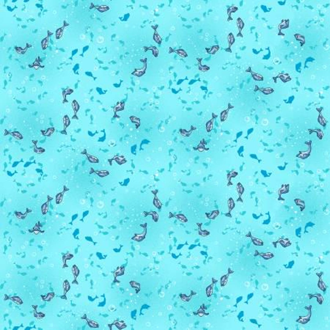 Fish Fabric, End of Bolt, 48 Inches by Width, Swimming Fish, Cotton ...