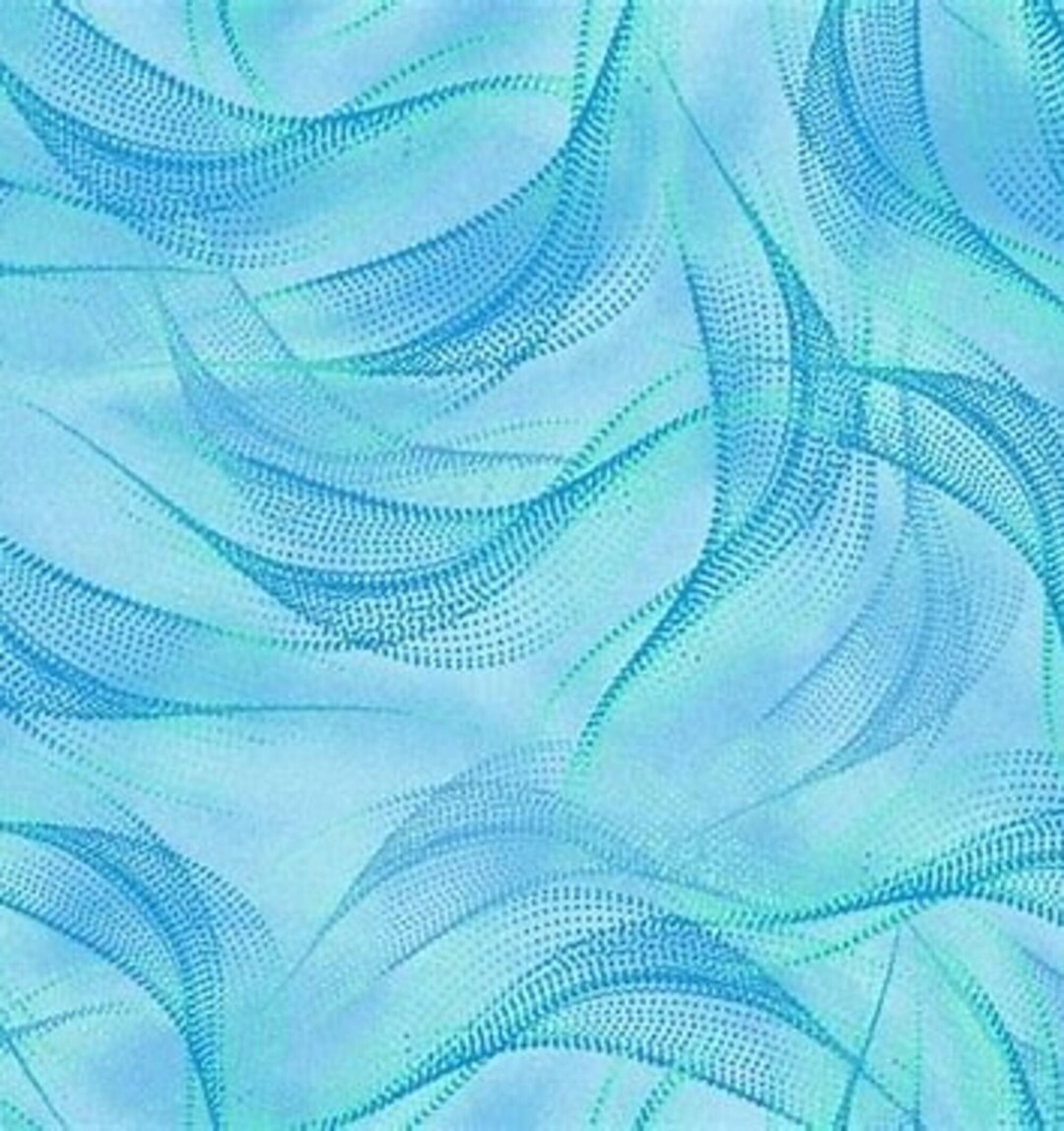 Aqua Abstract, Dotty Waves Fabric, Fabric by Yard, Half Yard, Cotton ...