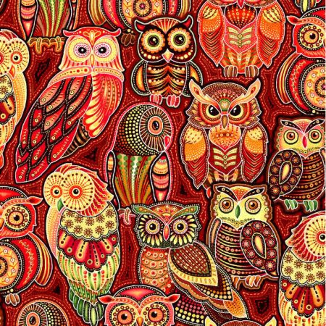 Owl Fabric, Fabric by Yard, Half Yard, Cotton Fabric, Oasis Fabrics ...