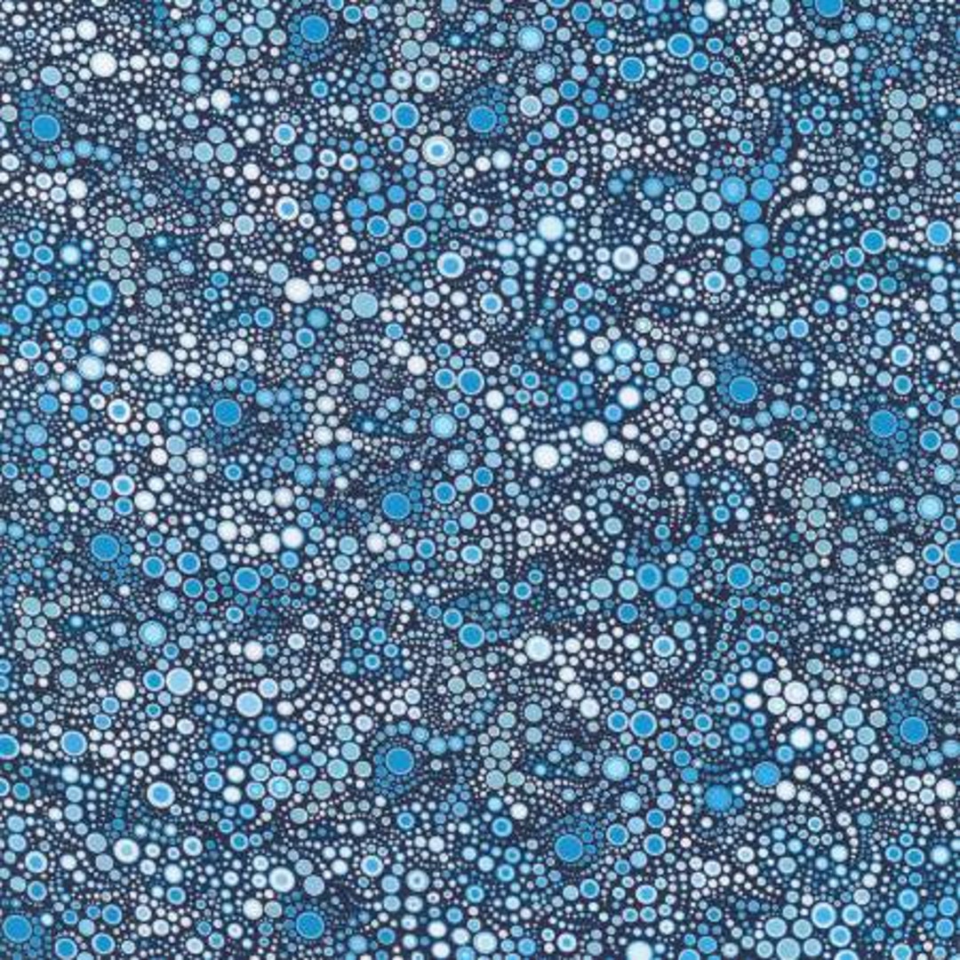 Effervescence Water End of Bolt, Half Yard Length,blue Circles & Dots ...
